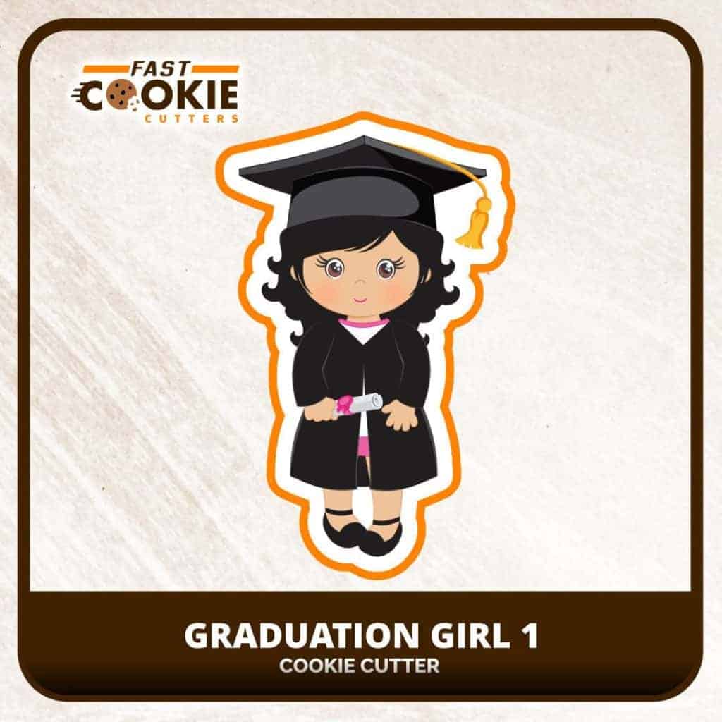 Graduation Girl 1 Cookie Cutter - Fast Cookie Cutters